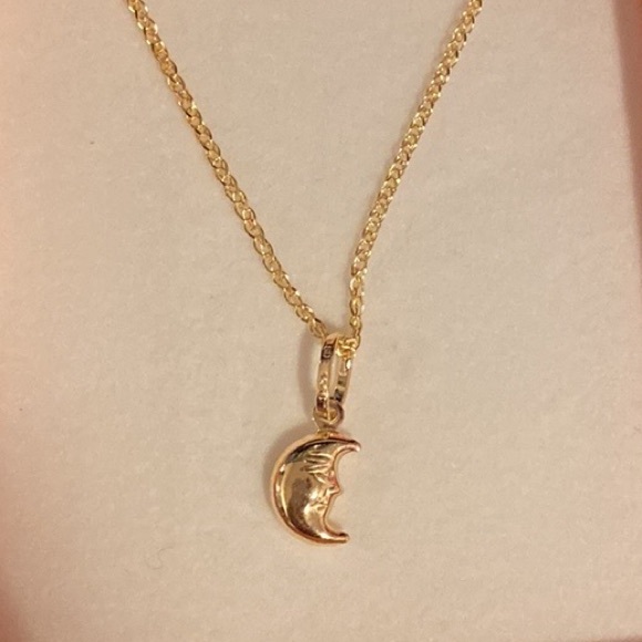 Jewelry | 14k Solid Yellow Gold Small Half Moon Face Charm | Poshmark